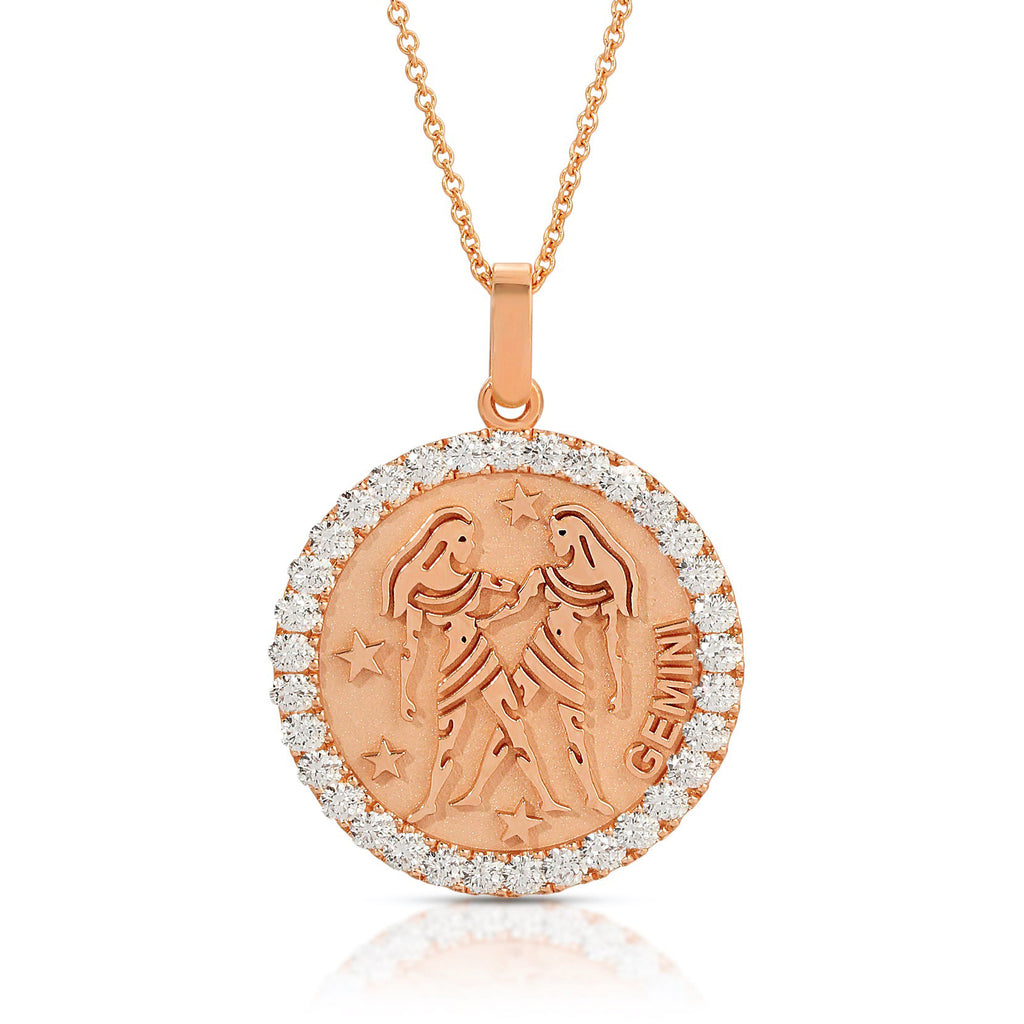 Dynamic Elegance: Large Gemini Zodiac Pendant with Diamonds – The ...